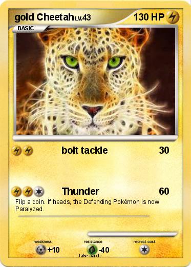 Pokémon gold Cheetah - bolt tackle - My Pokemon Card