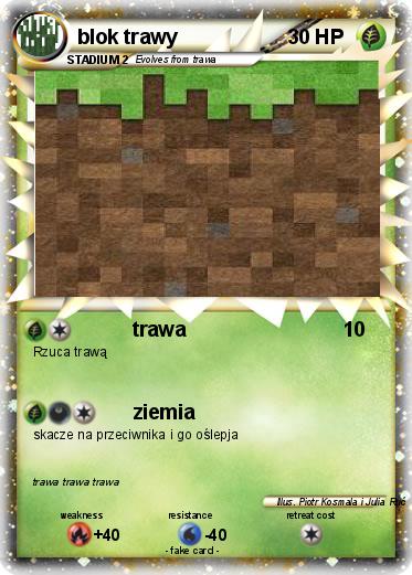 Pokémon blok trawy - trawa - Twoja własna karta pokemon