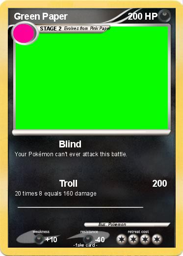 Pokémon Green Paper - Blind - My Pokemon Card