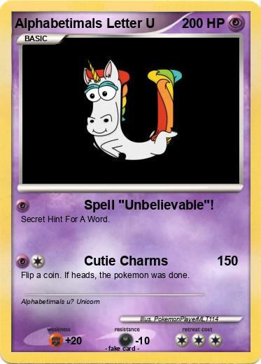 Pokémon Alphabetimals Letter U - Spell "Unbelievable"! - My Pokemon Card