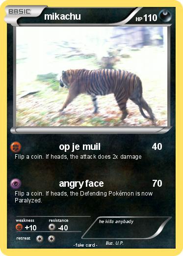 Pokémon mikachu 73 73 - op je muil - My Pokemon Card