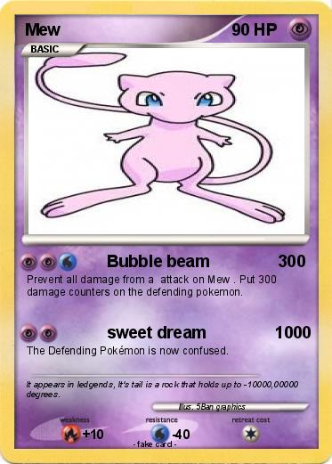 Pokémon Mew 1625 1625 - Bubble beam 300 - My Pokemon Card