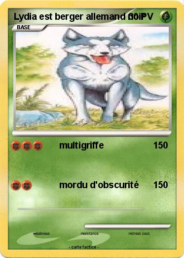 Pokémon Lydia est berger allemand noir - multigriffe - Ma carte Pokémon