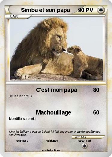 Pokémon Simba et son papa - C'est mon papa - Ma carte Pokémon