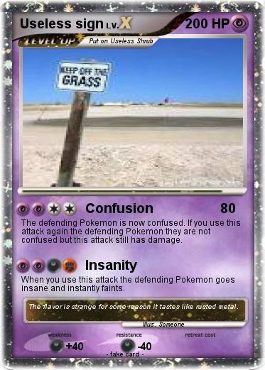 Pokémon Useless sign - Confusion - My Pokemon Card