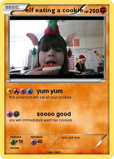 Pokémon elf eating a cookie - yum yum - My Pokemon Card
