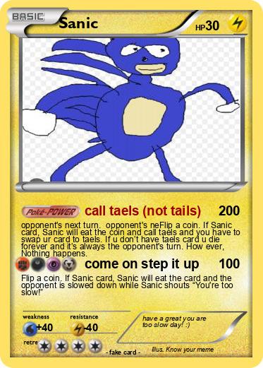 Pokémon Sanic 1002 1002 - call taels (not tails) - My Pokemon Card