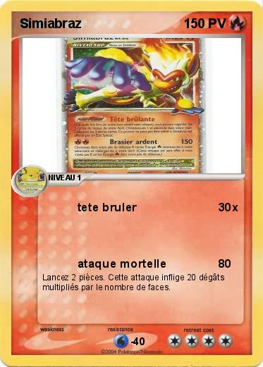 Pokémon Simiabraz 173 173 - tete bruler - Ma carte Pokémon