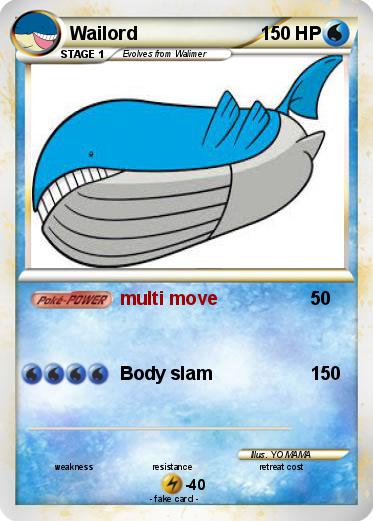 Pokémon Wailord 713 713 - multi move - My Pokemon Card