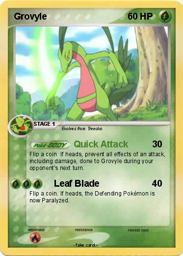 Pokémon Grovyle 153 153 - Quick Attack - My Pokemon Card