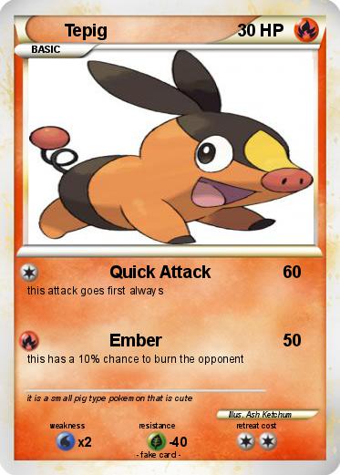 Pokémon Tepig 806 806 - Quick Attack - My Pokemon Card