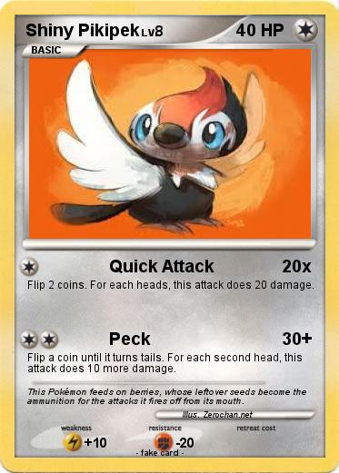 Pokémon Shiny Pikipek - Quick Attack - My Pokemon Card