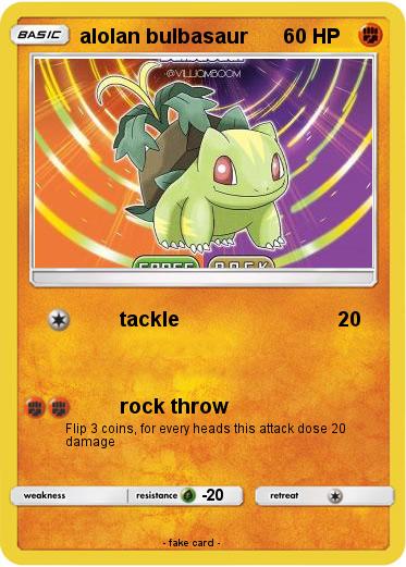 Pokémon alolan bulbasaur 2 2 - tackle - My Pokemon Card