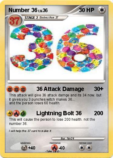 Pokémon Number 36 36 - 36 Attack Damage - My Pokemon Card