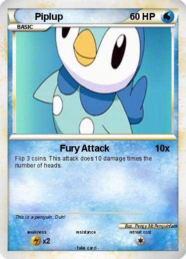 Pokémon Piplup 858 858 - Fury Attack - My Pokemon Card
