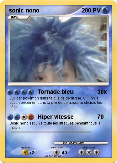 Pokémon sonic nono - Tornade bleu - Ma carte Pokémon