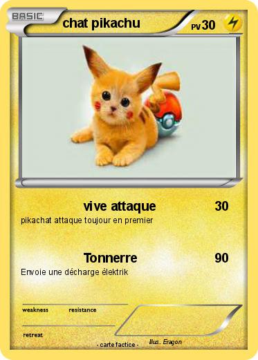 Pokémon chat pikachu 21 21 - vive attaque - Ma carte Pokémon